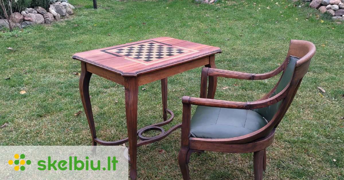 Rašomasis žaidimų stalas su kreslu Angliško st. - Skelbiu.lt