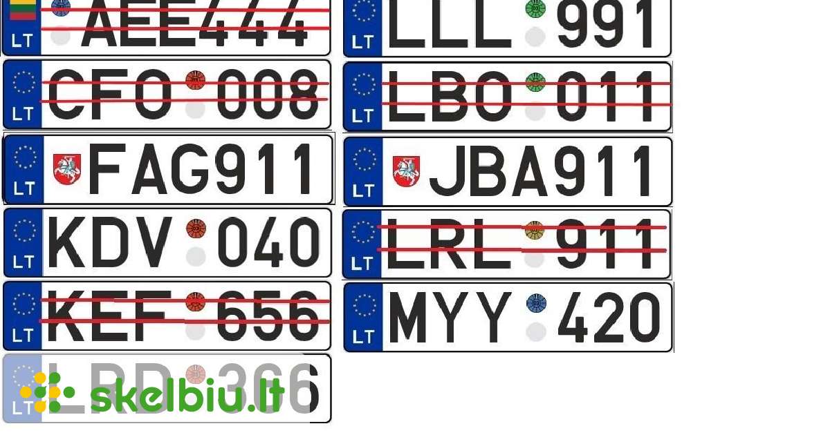Parduodami Valstybiniai automobilių numeriai - Skelbiu.lt