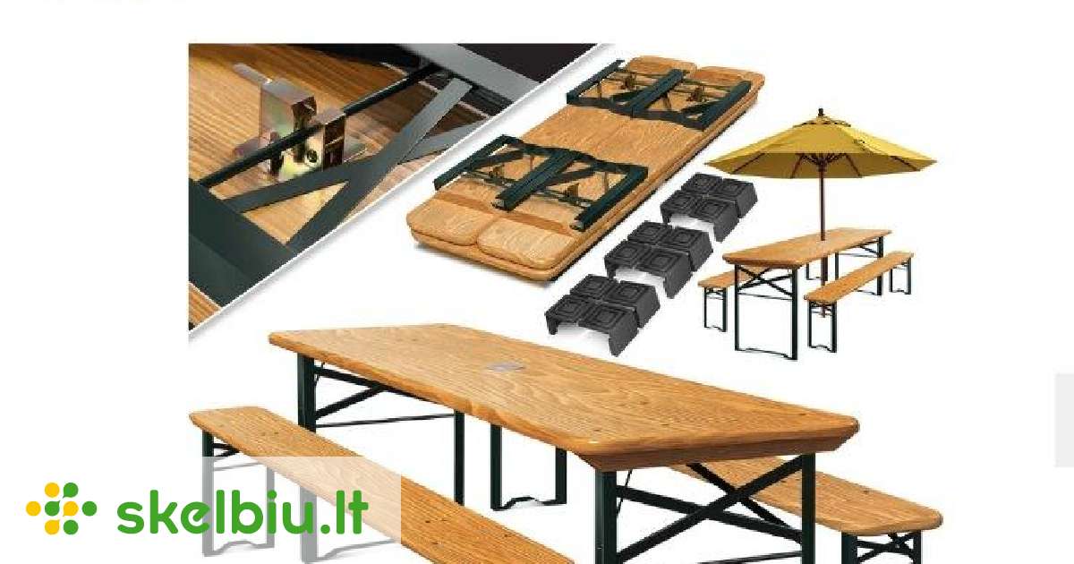 Sulankstomi mediniai stalai ir suolai - Skelbiu.lt