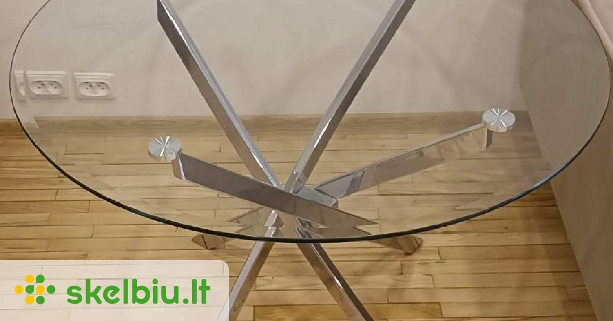Apvalus stiklinis valgomojo stalas - Skelbiu.lt