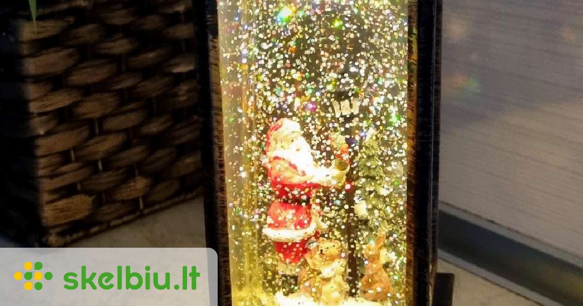 Stiklinis Kalėdinis LED žibintas su blizgučiais - Skelbiu.lt