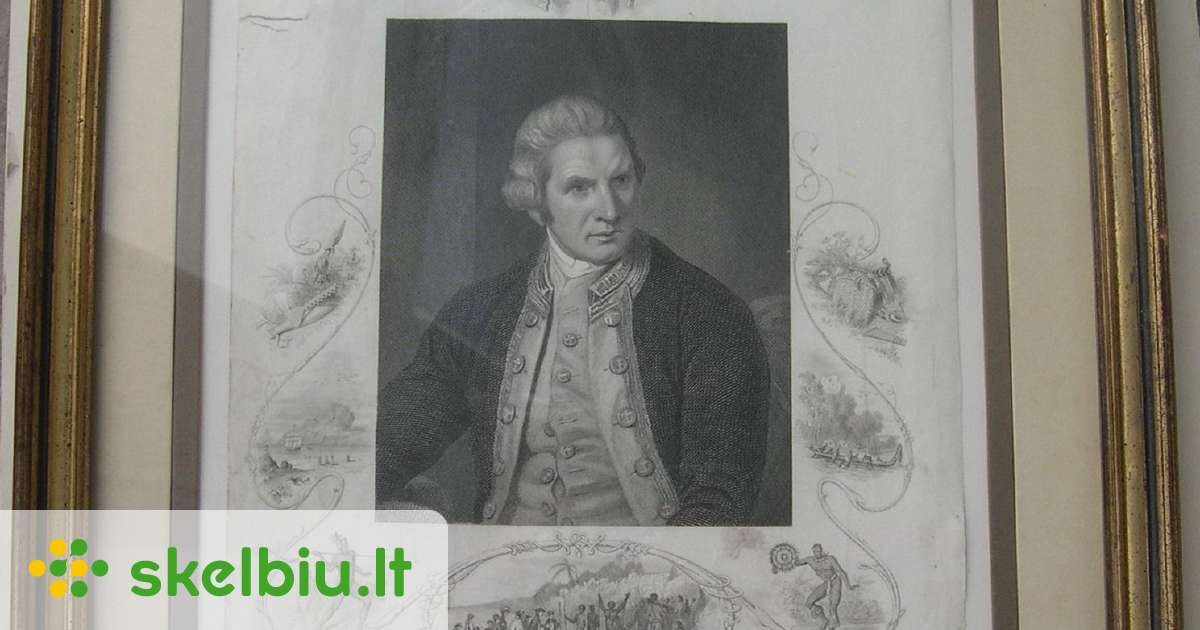19a paveikslas graviura Kapitonas James Cook - Skelbiu.lt