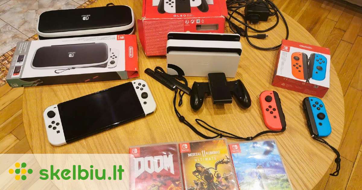Nintendo Switch Oled su priedais ir žaidimais - Skelbiu.lt