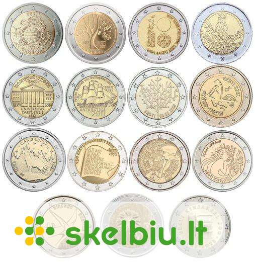 Estijos proginės 2 eurų monetos (Unc) Atnaujintas - Skelbiu.lt