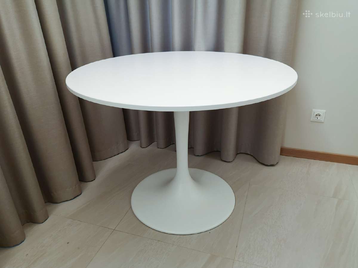 Geros būklės apvalus baltas valgomasis stalas - Skelbiu.lt