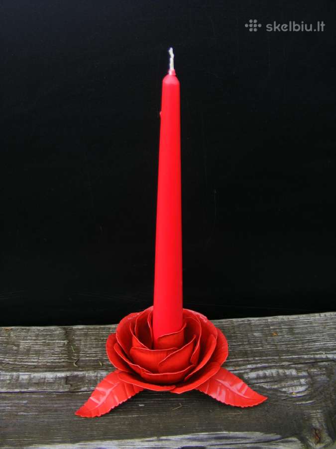 Žvakidė - Rankų darbo metalinė rožė - Skelbiu.lt