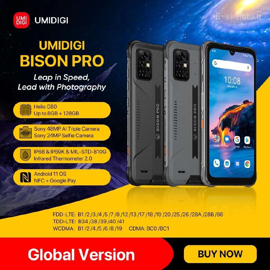 Umidigi Bison Pro - 128/4gb, 48+24mp (Garantija) - Skelbiu.lt