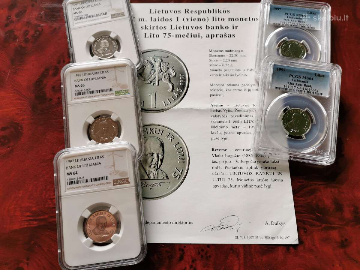 1997m. sertifikuotos 1 Lito monetos (Jurgutis) - Skelbiu.lt
