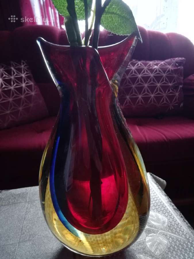 Vaza ir šviestuvas iš Murano stiklo, Venecijos. - Skelbiu.lt