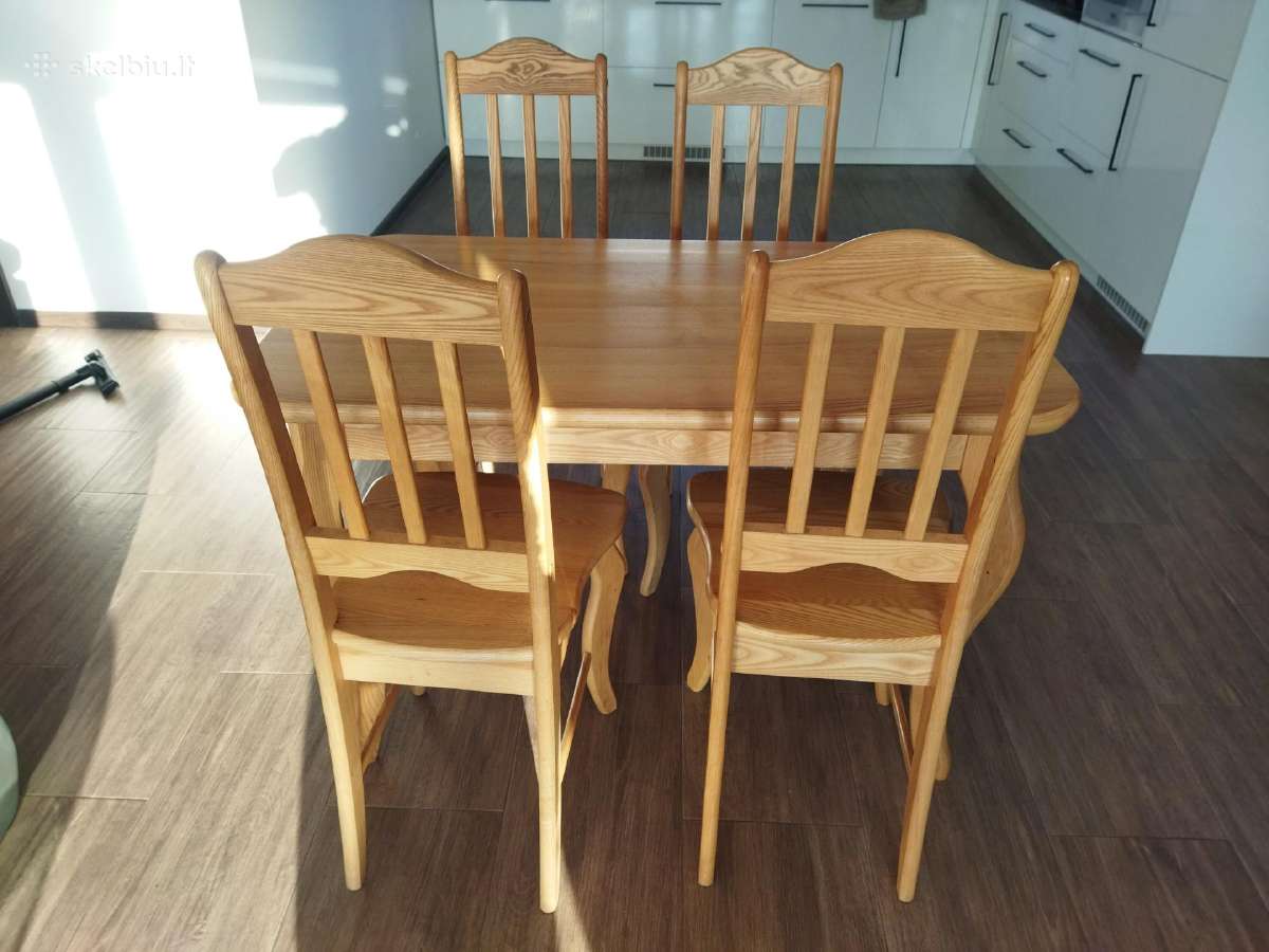 Valgomasis stalas su 4 kėdėmis, 120x70cm - Skelbiu.lt