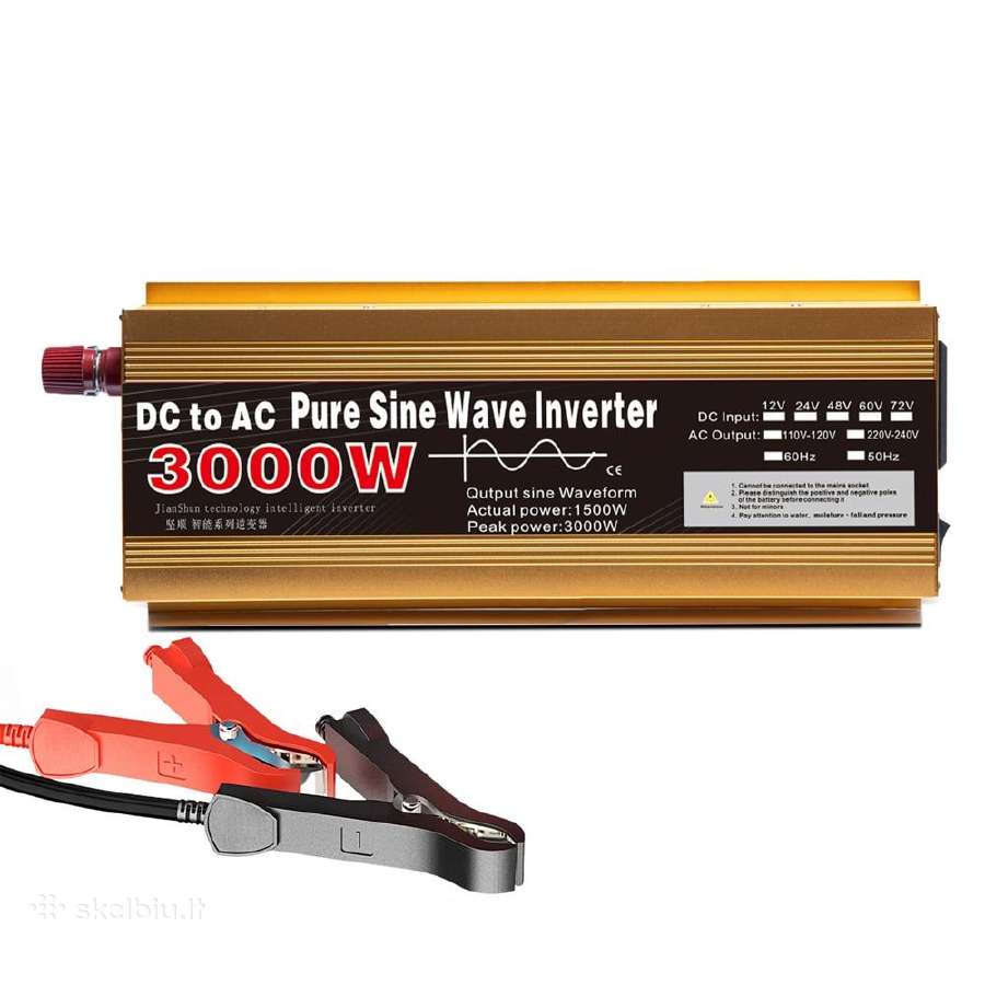Įtampos keitiklis – inverteris 12v-220v 3000w piln - Skelbiu.lt