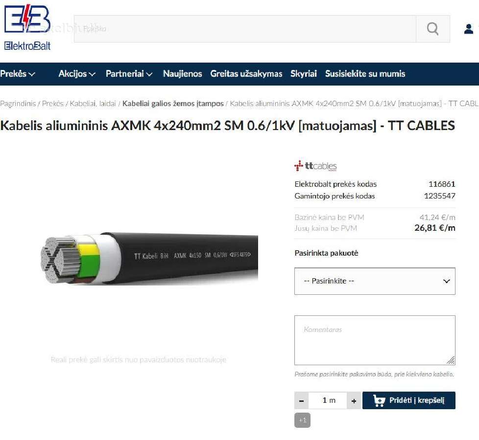 Parduodamas kabelis 4x240 - Skelbiu.lt