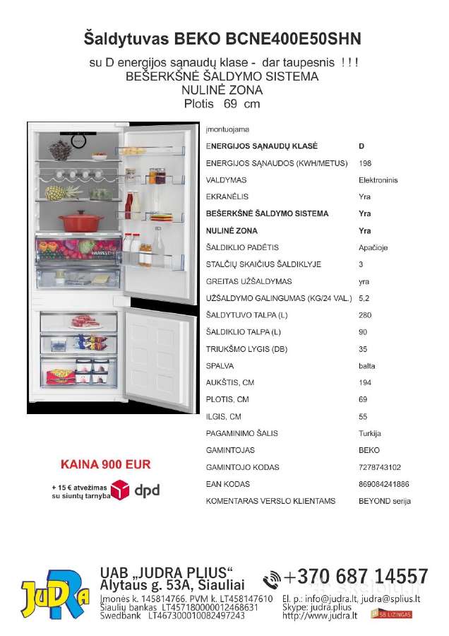 Bcne400e50shn Beko įmontuojamas 70 cm plotis - Skelbiu.lt