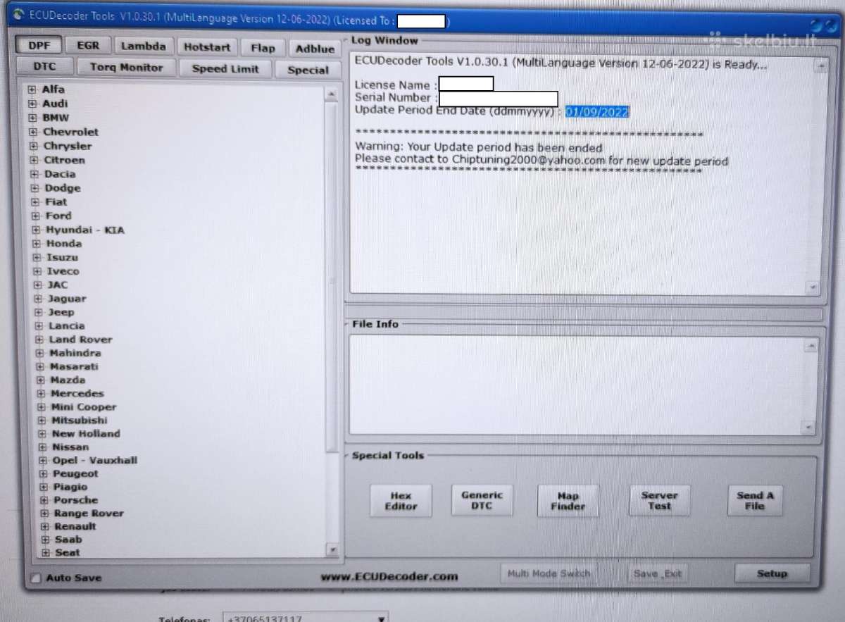 Ecudecoder Dpf Egr Adblue ir kt. - Skelbiu.lt