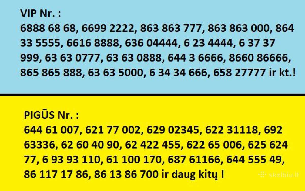 #Vip Numeriai + #Pigūs Numeriai + Lengvi Numeriai - Skelbiu.lt