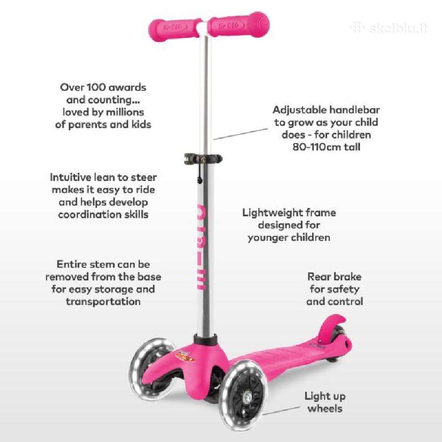 Mini Micro Plus Pink LED Scooter - Skelbiu.lt
