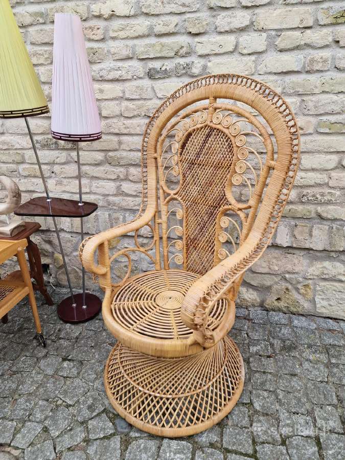 Vintažinis mid century nat. ratango krėslas - Skelbiu.lt