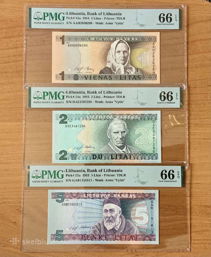 1993 1994 m1,2,5 litai Pmg-66 3vnt. - Skelbiu.lt