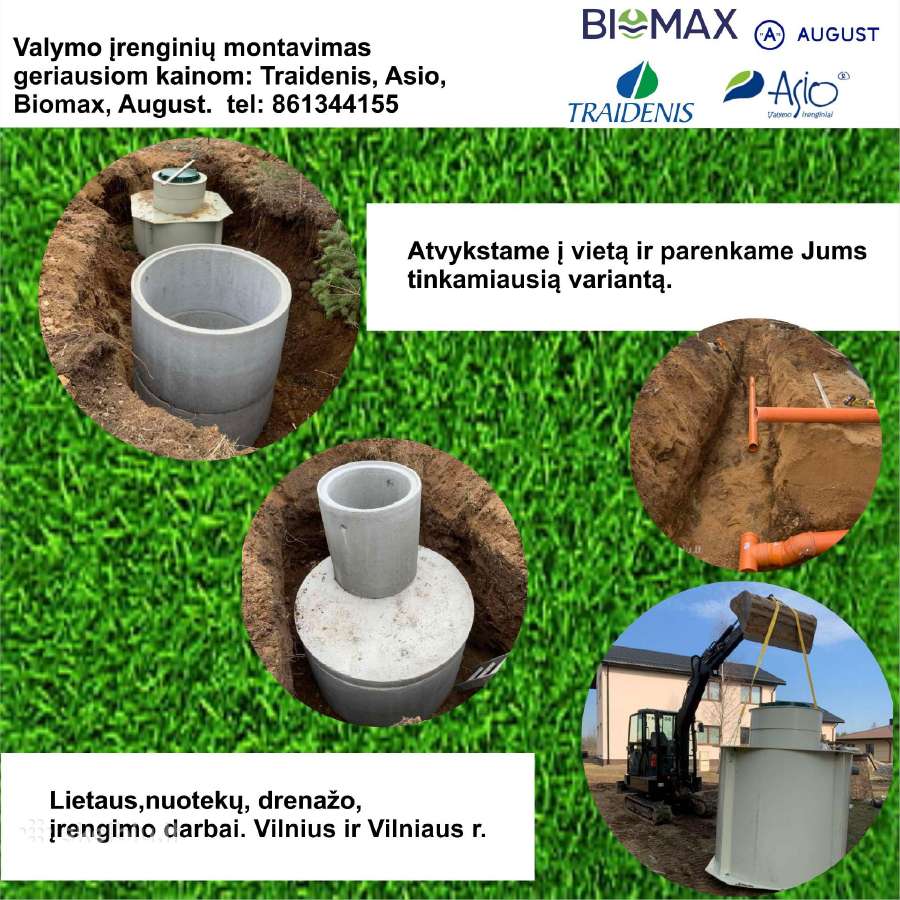 Valymo įrenginiai Asio, Švaistė, August, Traidenis - Skelbiu.lt