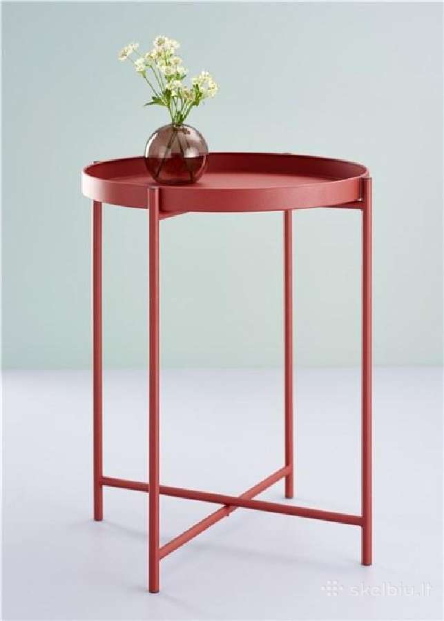 Apvalus raudonas metalinis kavos staliukas 38 cm - Skelbiu.lt
