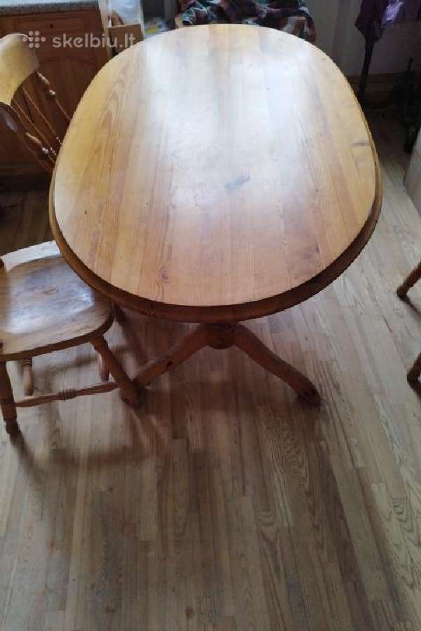 Medinis virtuvės stalas su kėdėmis - Skelbiu.lt