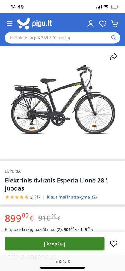 Naujas elektrinis dviratis Esperia Lione 28 - Skelbiu.lt