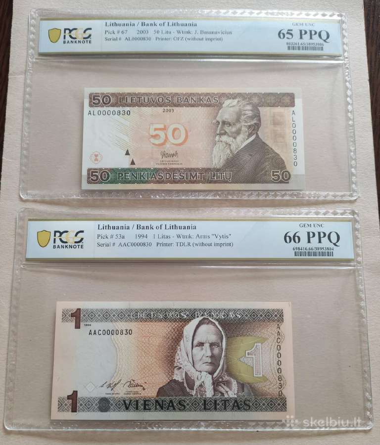1 Litas Aac0000830 ir 50 Litų Al0000830 - Skelbiu.lt