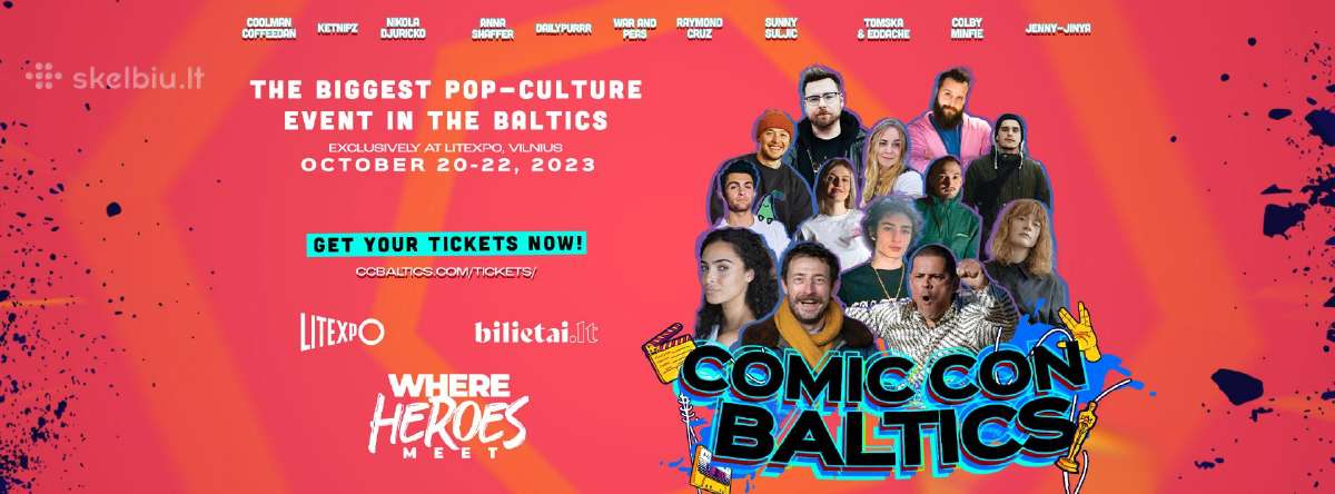2vnt. Comic Con Baltics 2023 bilietai (Visų dienų) - Skelbiu.lt