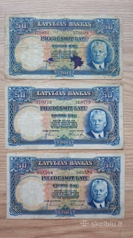 Latvijos banknotai Latai - Skelbiu.lt