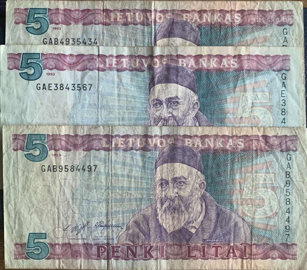 5 litų banknotai, 1993 m. - Skelbiu.lt