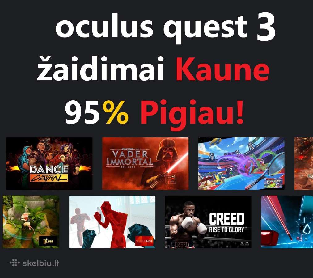 Oculus Quest 3 zaidimai Kaune pigiai! - Skelbiu.lt