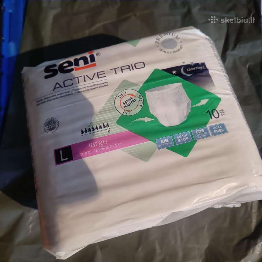 Seni sauskelnės Active Trio, L Dydis, 10 vnt. - Skelbiu.lt