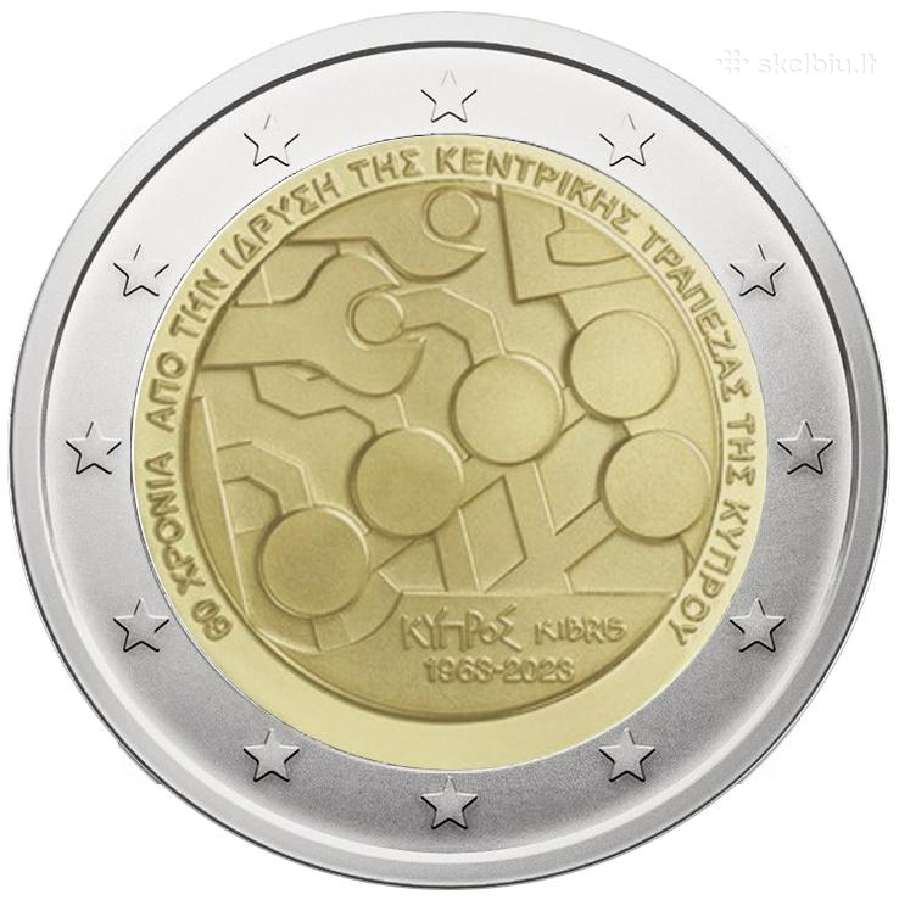 Kipras 2 Eurai, 2023 Kipro Centrinio Banko 60 - Skelbiu.lt