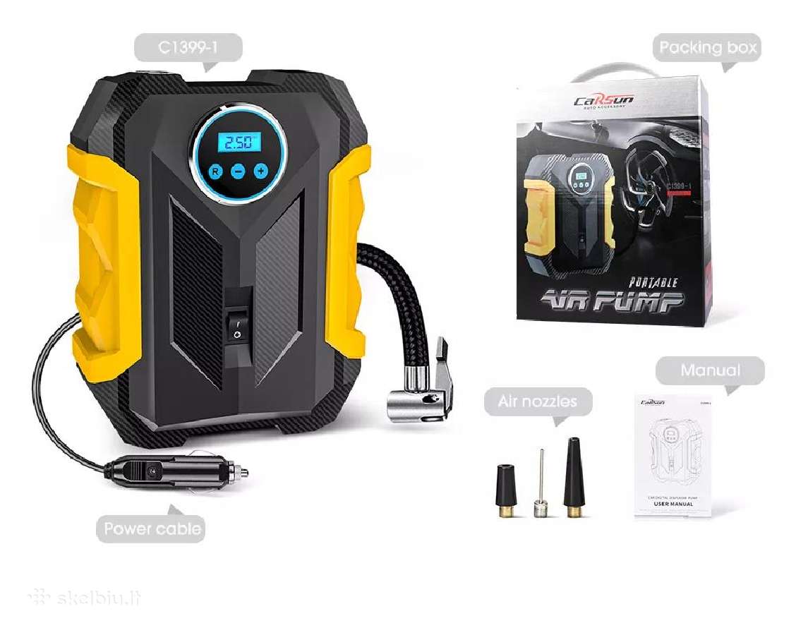 Carsun 12v automobilinis oro kompresorius / pompa - Skelbiu.lt