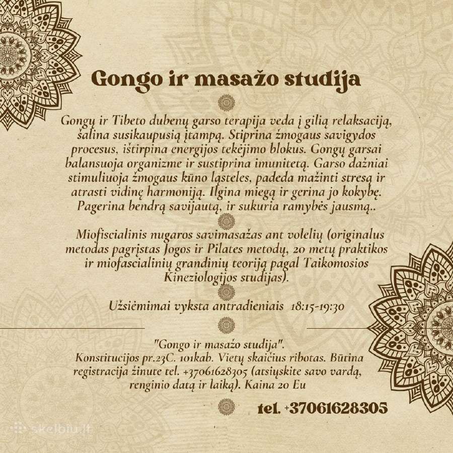 Gongų garso terapija - Skelbiu.lt