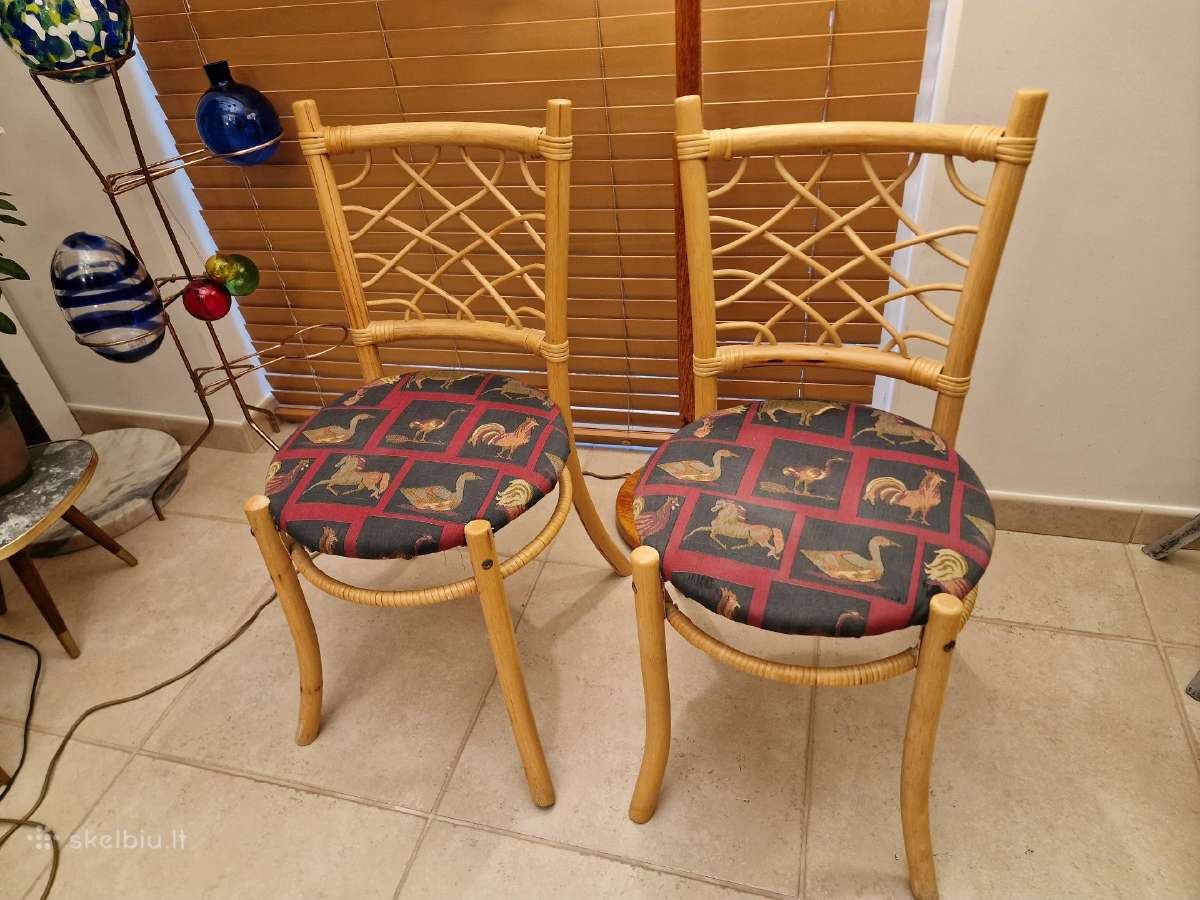 Vintažinės mid century natūralaus ratango kėdės - Skelbiu.lt