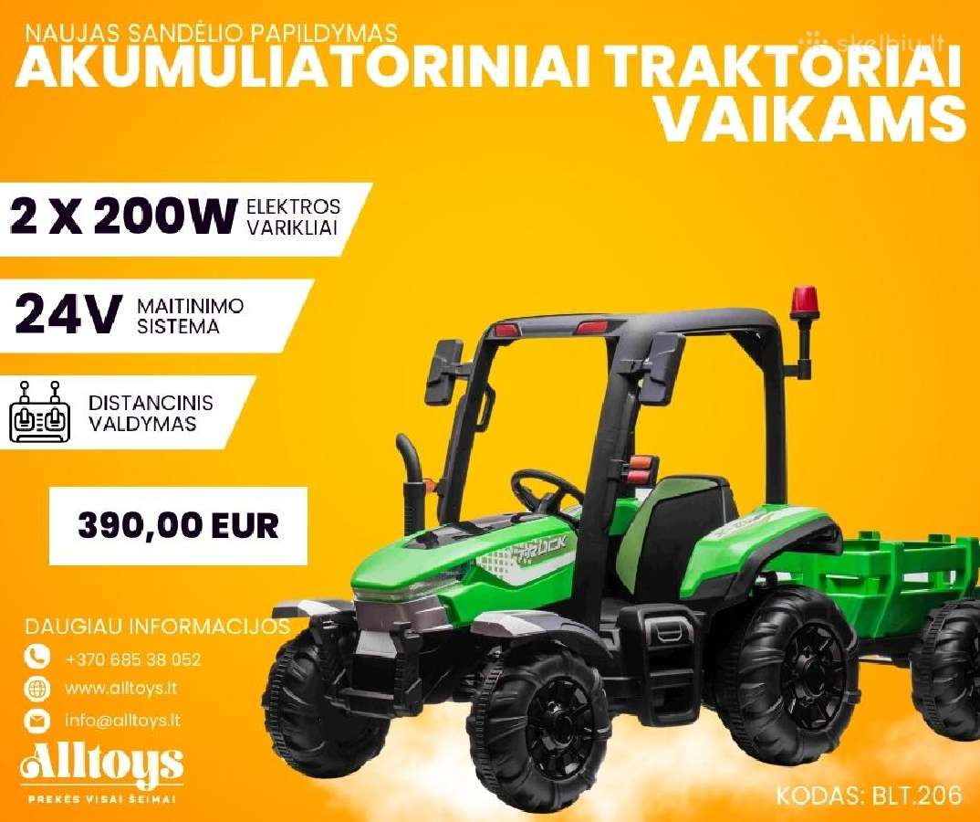 Akumuliatorinis traktorius vaikams - 390,00 Eur - Skelbiu.lt