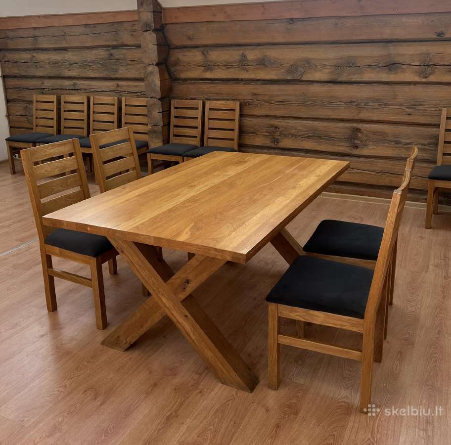 Ąžuoliniai stalai ir kėdės - Skelbiu.lt