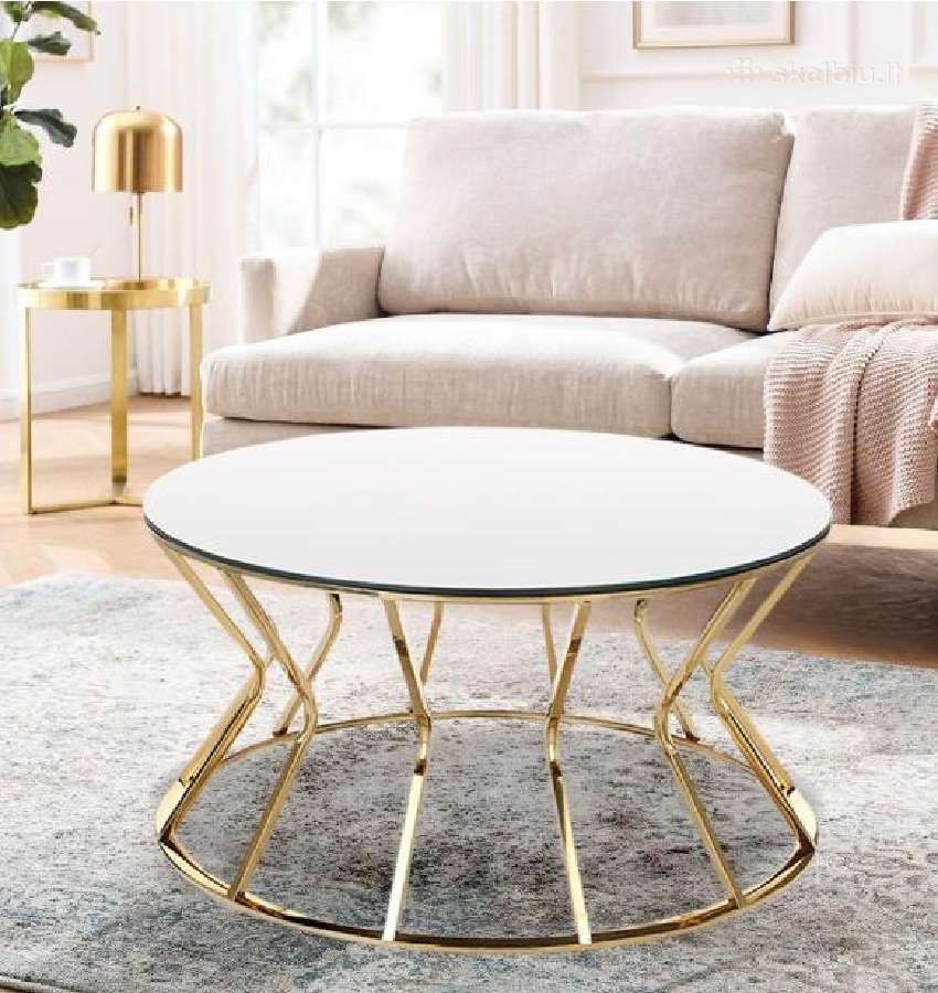 Apvalus stiklinis kavos/žurnalinis staliukas Afi - Skelbiu.lt
