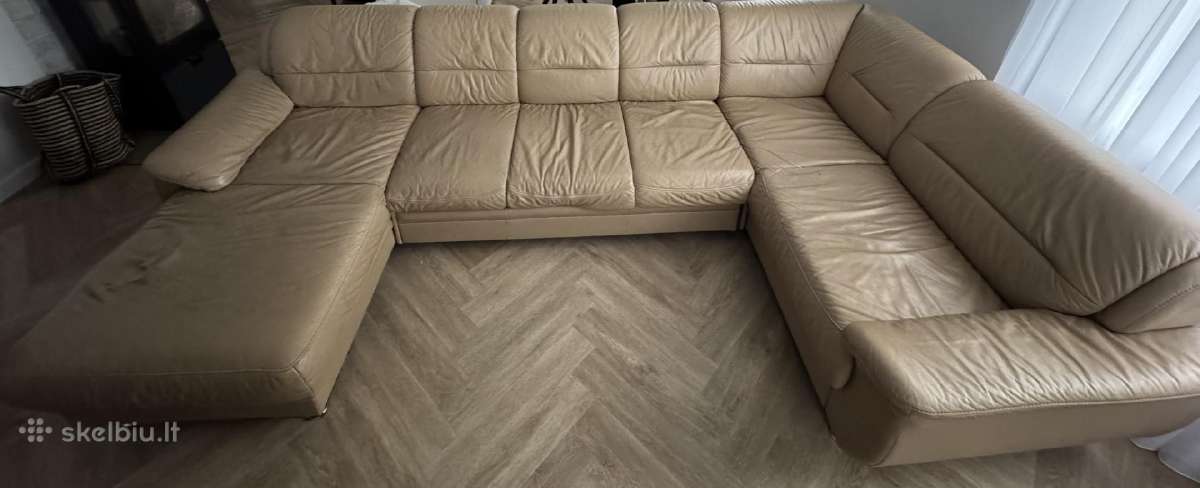 Rusva sofa lova U formos - Skelbiu.lt