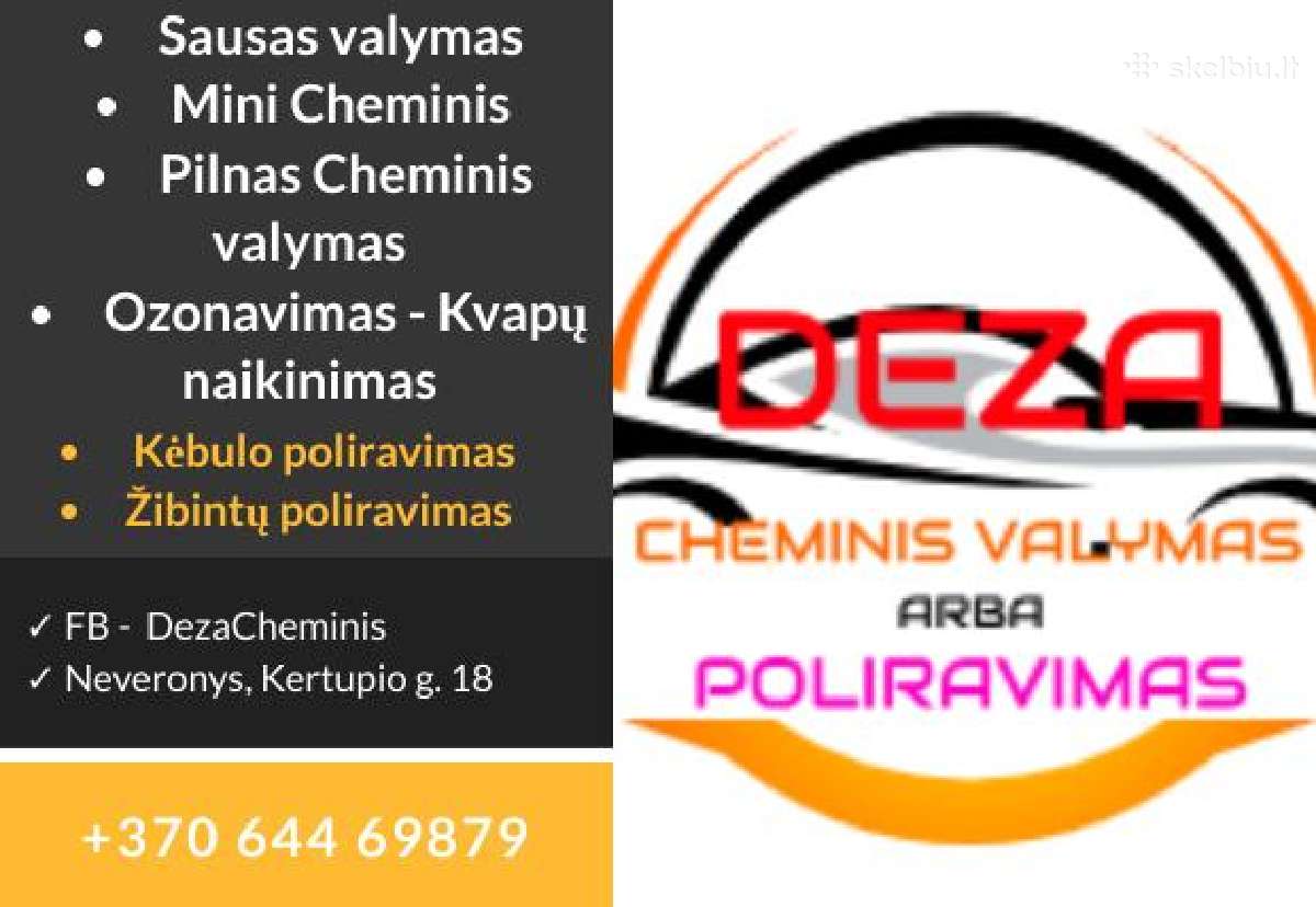 Cheminis salono valymas, automobilio poliravimas. - Skelbiu.lt