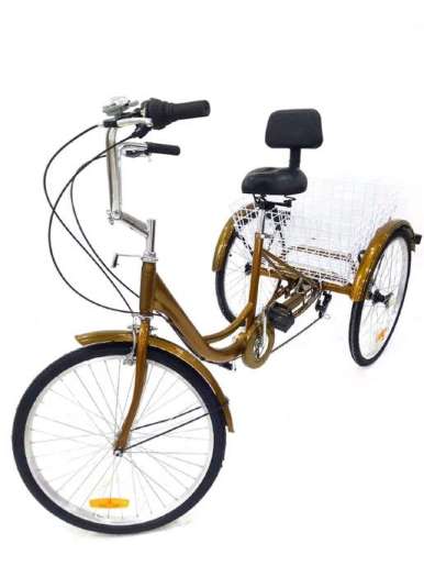 Triratis dviratis 24" ratais, 6 bėgiai auksinės sp - Skelbiu.lt