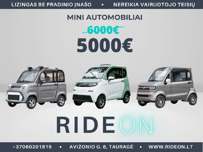 Elektrinis keturatis mini automobilis F-1 1kw 58ah - Skelbiu.lt