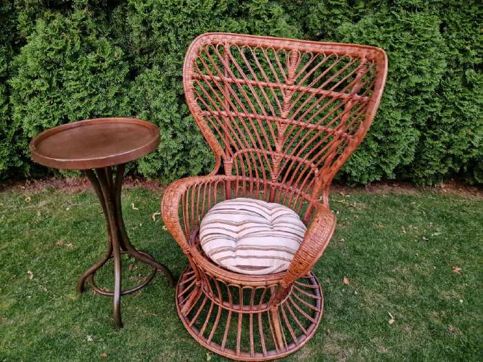 Vintažinis mid century autorinis ratango fotelis. - Skelbiu.lt