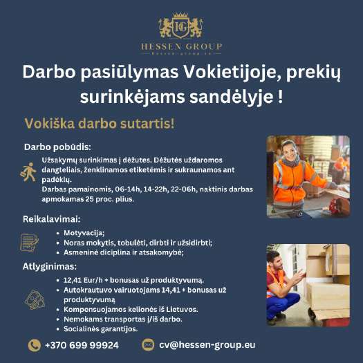 Darbas prekių surinkėjams (-oms) sandėlyje. - Skelbiu.lt