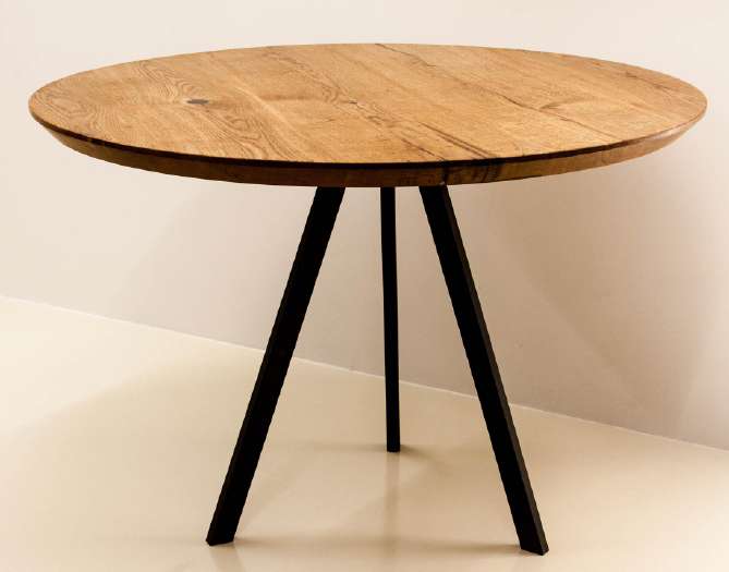 Apvalus ąžuolinis stalas metalinėmis kojomis - Skelbiu.lt
