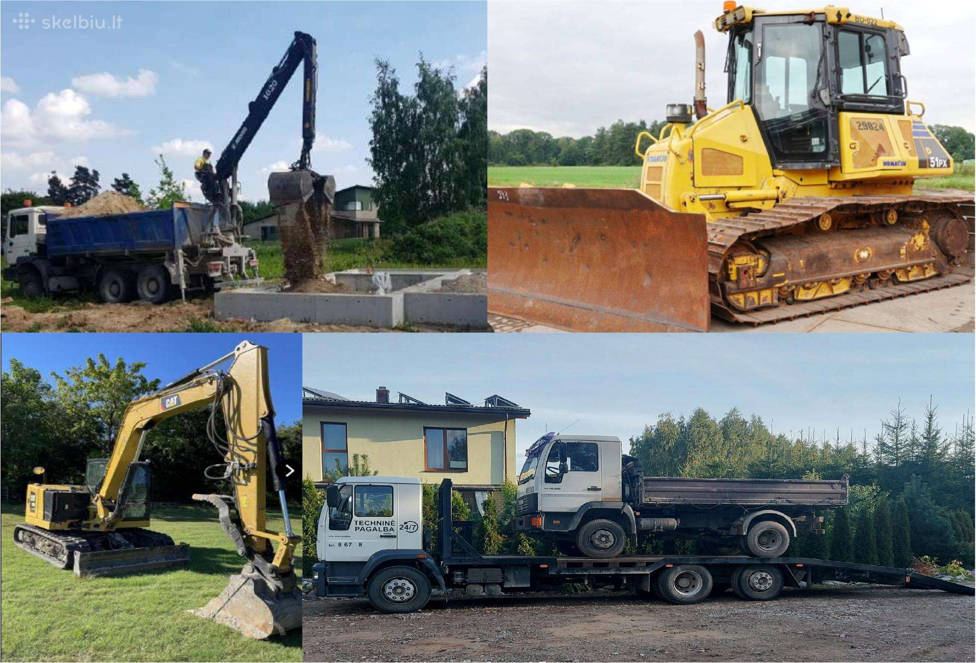 Sunkvežimis su kaušu ir kranu fiskaras buldozeris | A23740779